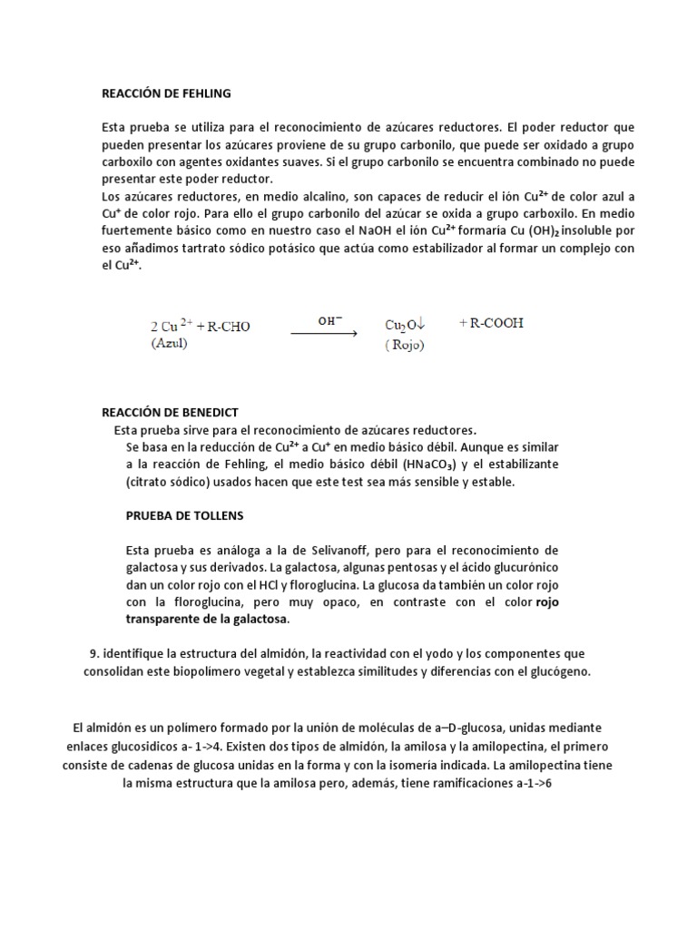 Reacción de Fehling | PDF | Carbohidratos | Glucosa