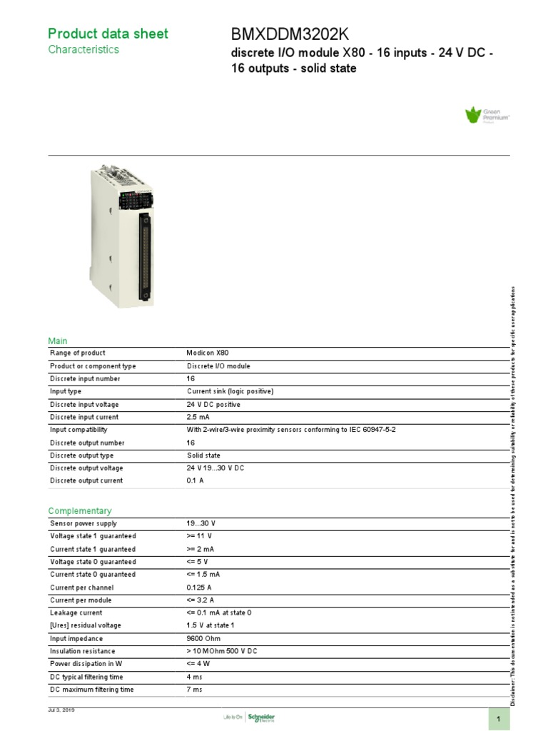 Modicon x80 I - Os - bmxddm3202k | PDF | Alternating Current | Power Supply