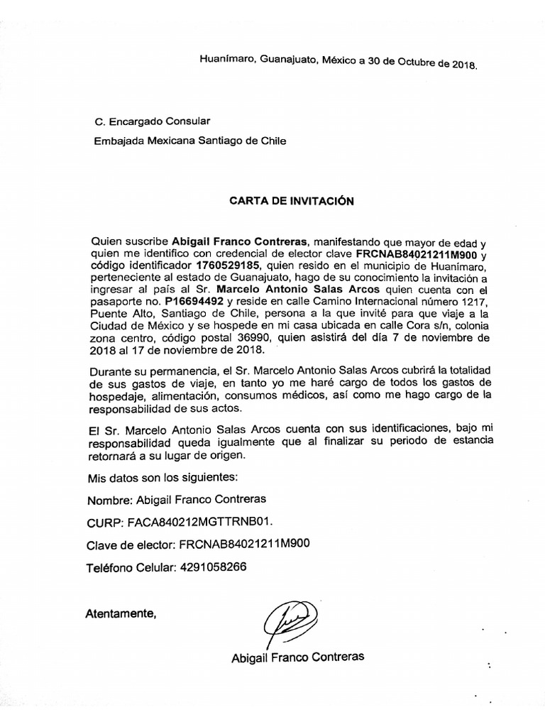 Carta De Invitación A México Ejemplos Y Formatos Word, Pdf – PWPK