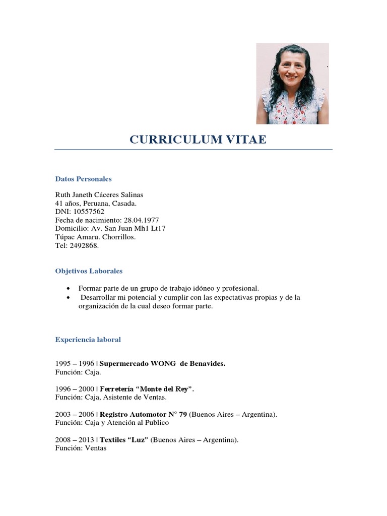 CV Ruth Caceres | PDF