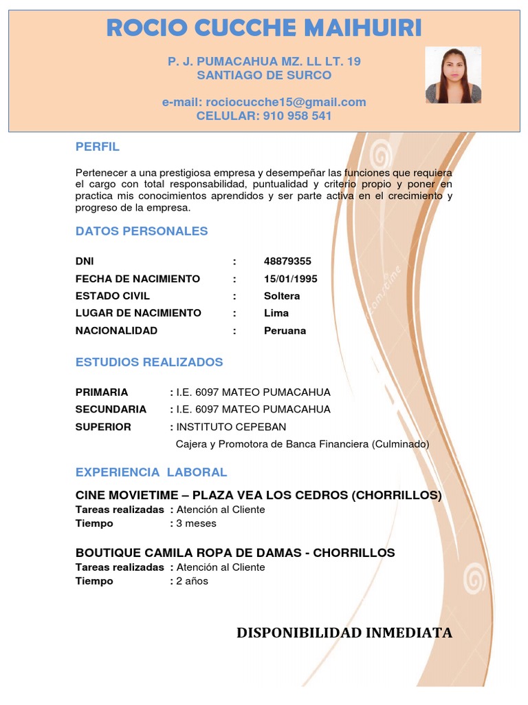 Perfil Laboral para Cajera en Plaza Vea | PDF | Crecimiento personal y ...