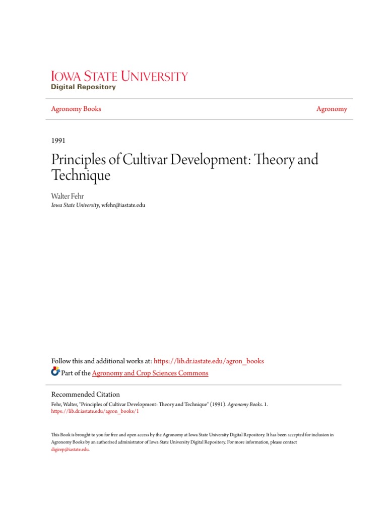 Principles of Cultivar Development - Theory and Technique PDF | PDF ...