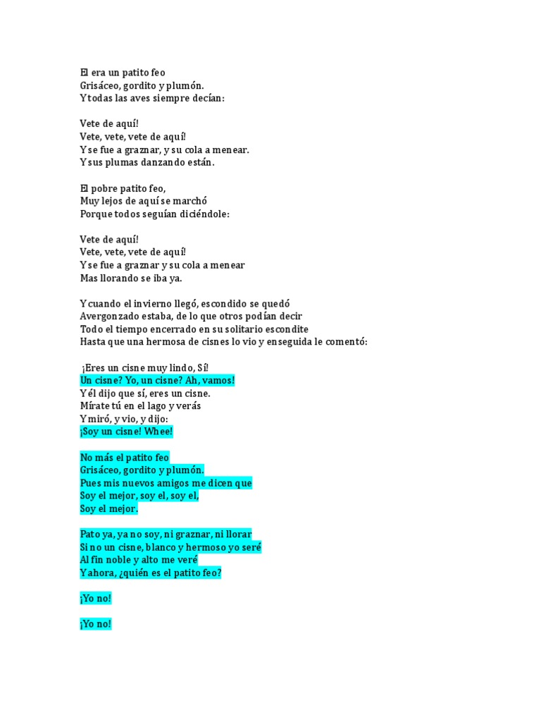 Letra Patito Feo | PDF