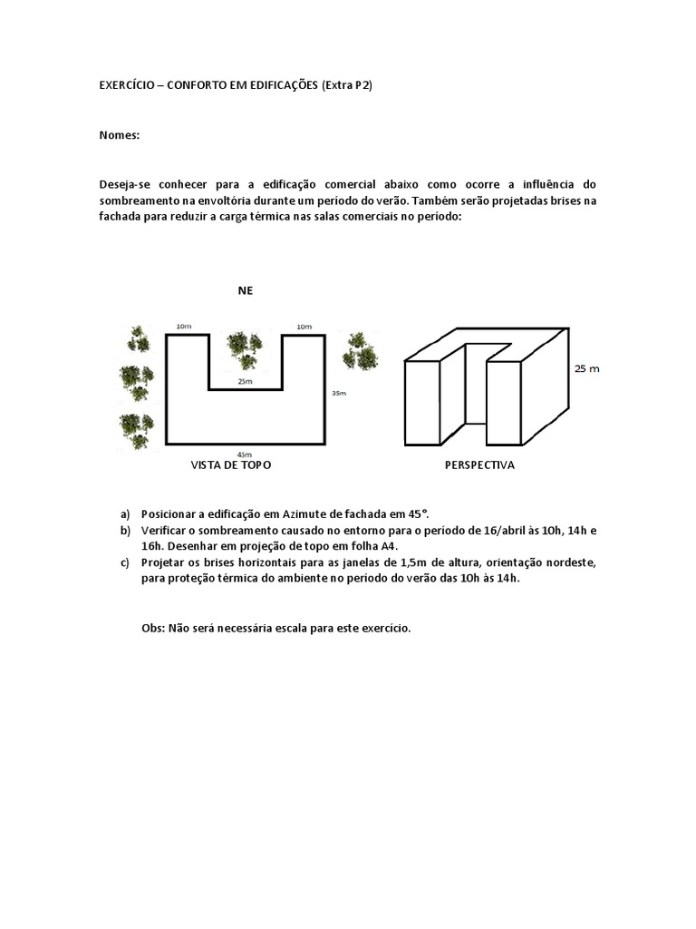 Exercício EC - Carta Solar, Sombremaneto e Brises | PDF