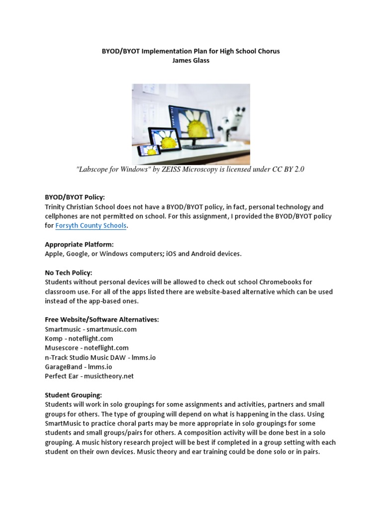 BYOD/BYOT Implementation Plan For High School Chorus | PDF | Mobile App | Ios