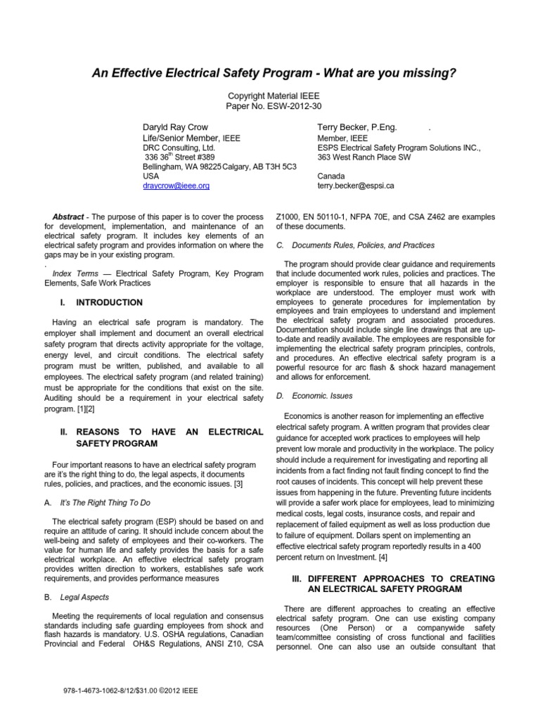 An Effective Electrical Safety Program - What Are You Missing | PDF ...