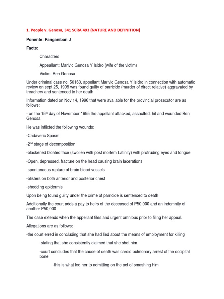 People v. Genosa, 341 SCRA 493 (NATURE AND DEFINITION) : Ponente ...