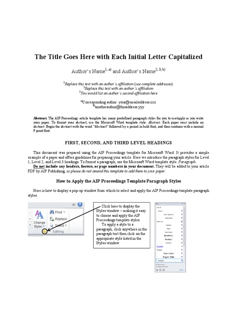 AIP Sample Paper | Download Free PDF | Microsoft Word | Page Layout
