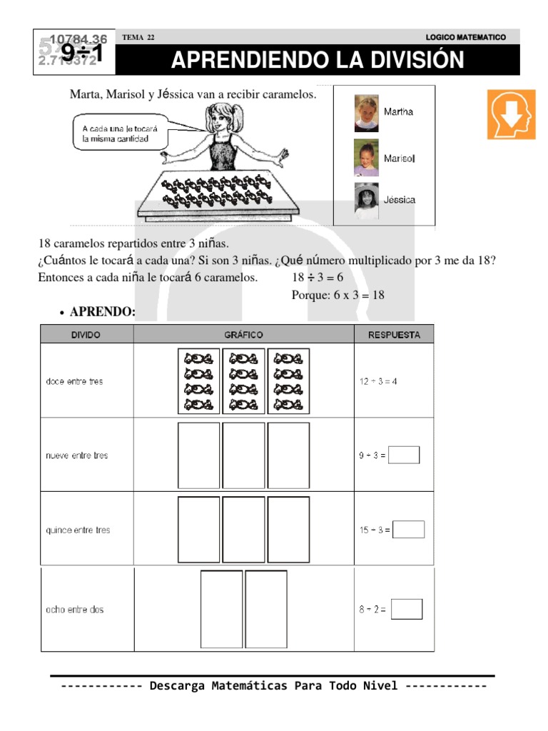 Ejercicios de División para 2° Primaria | PDF | División (Matemáticas ...