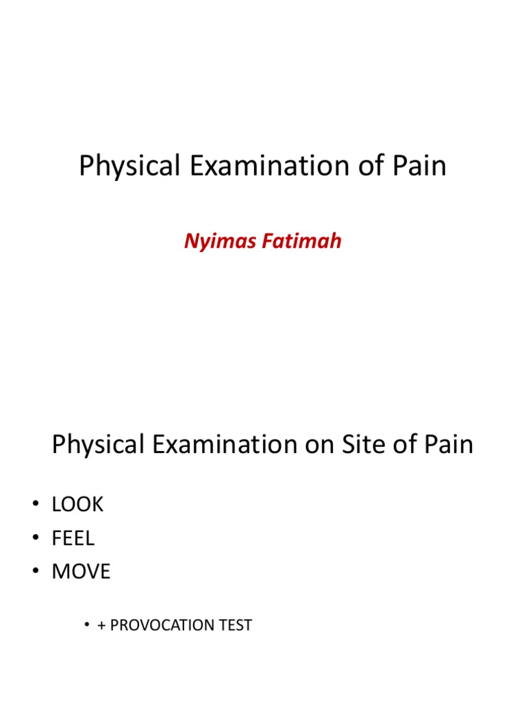 Physical Examination Techniques for Pain | PDF