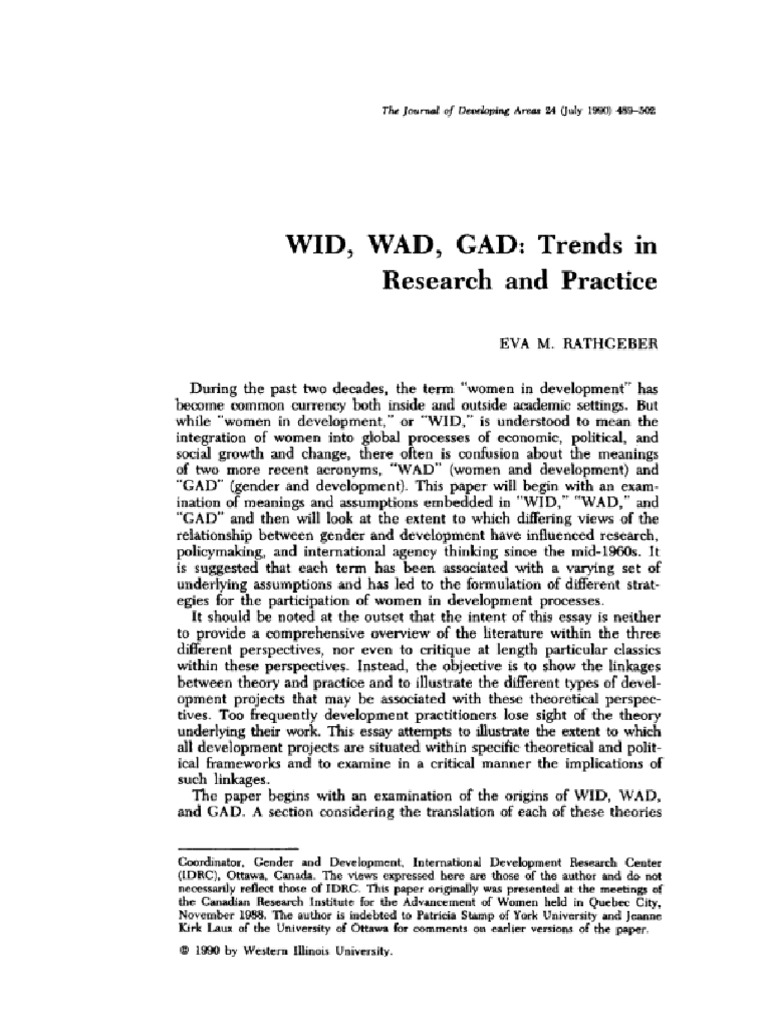 Wid Wad Gad | PDF | Gender And Development | Feminist Theory