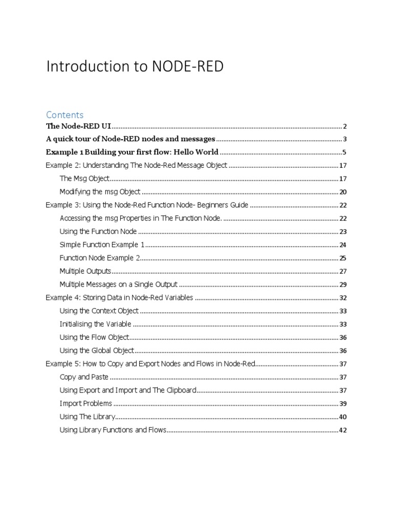 Node Red Introduction | PDF | Subroutine | Variable (Computer Science) Node Red Introduction | PDF | Subroutine | Variable (Computer Science)