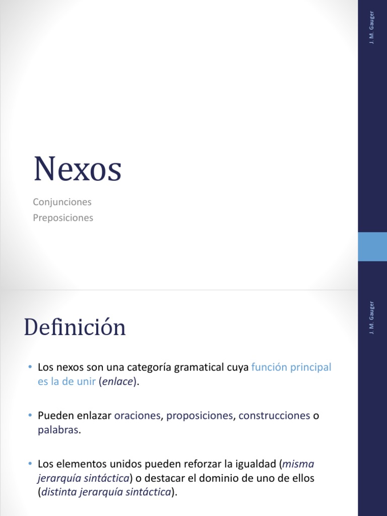 Tipos de nexos y sus funciones gramaticales | PDF | Preposición y ...