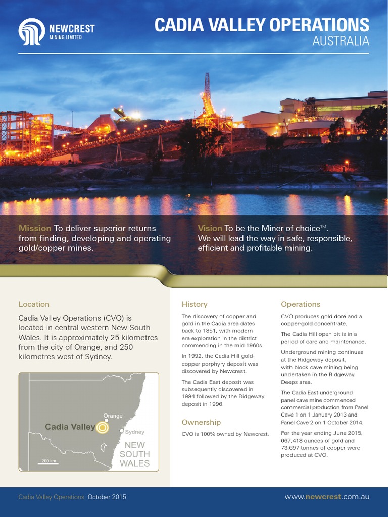 Cadia Valley Operations: Australia | PDF | Mining | Economic Geology
