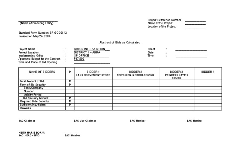 Abstract of Bids - Contract | PDF | Business | Finance & Money Management