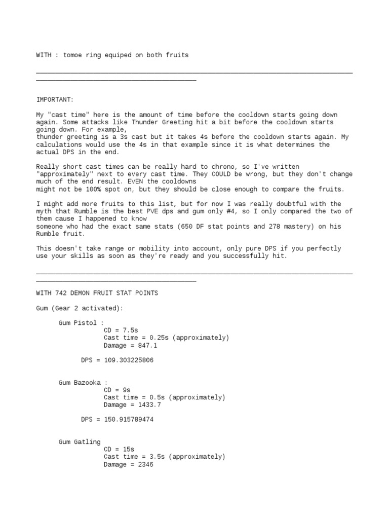 Gum Vs Rumble DPS Comparison | Download Free PDF | Leisure