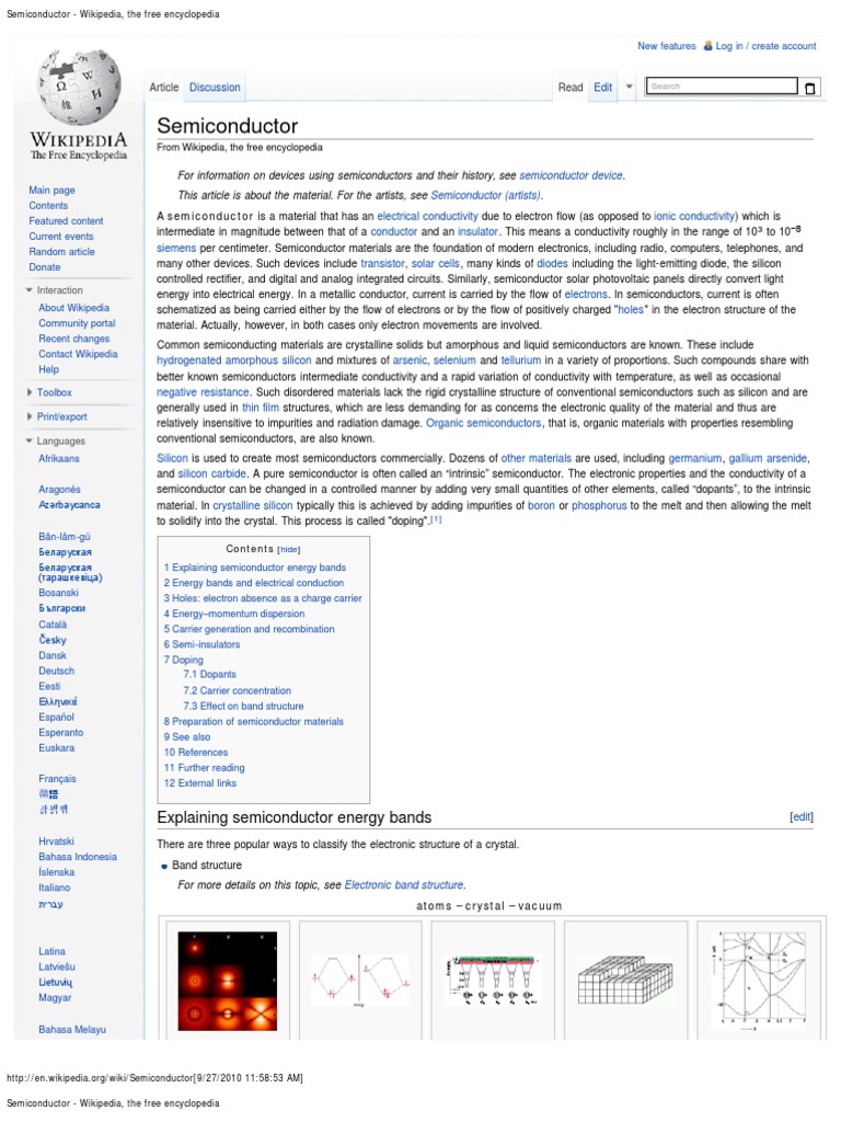Semiconductor - Wikipedia, The Free Encyclopedia | PDF | Doping (Semiconductor) | Semiconductors
