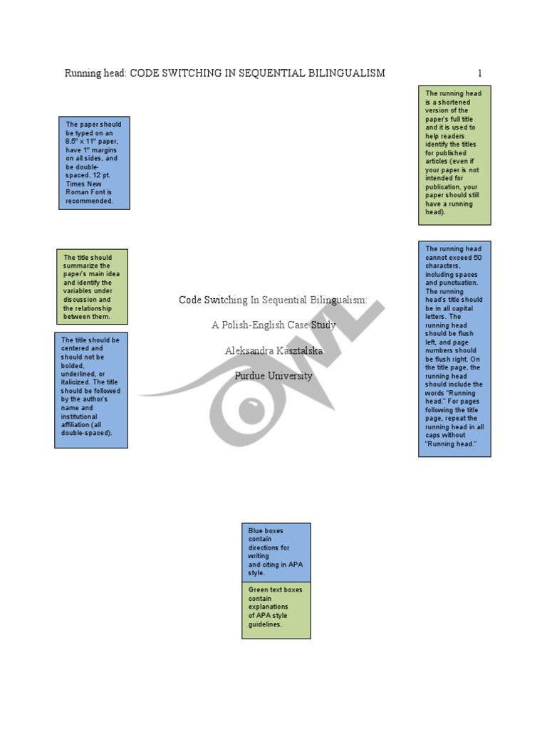 Running Head: Code Switching in Sequential Bilingualism 1 | PDF | Multilingualism | English Language