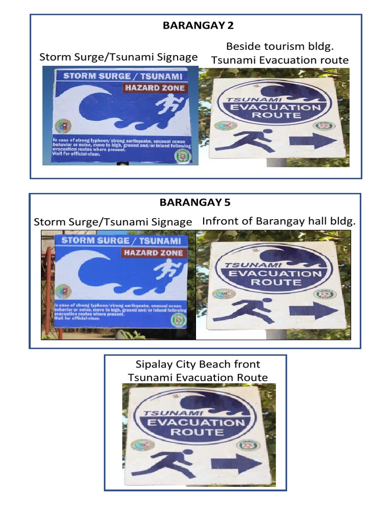 Storm Surge/Tsunami Signage Beside Tourism Bldg. Tsunami Evacuation ...