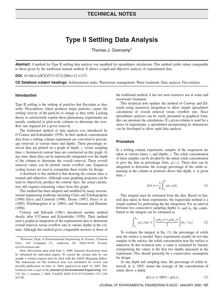 Type II Settling Data Analysis | PDF | Nature | Teaching Mathematics