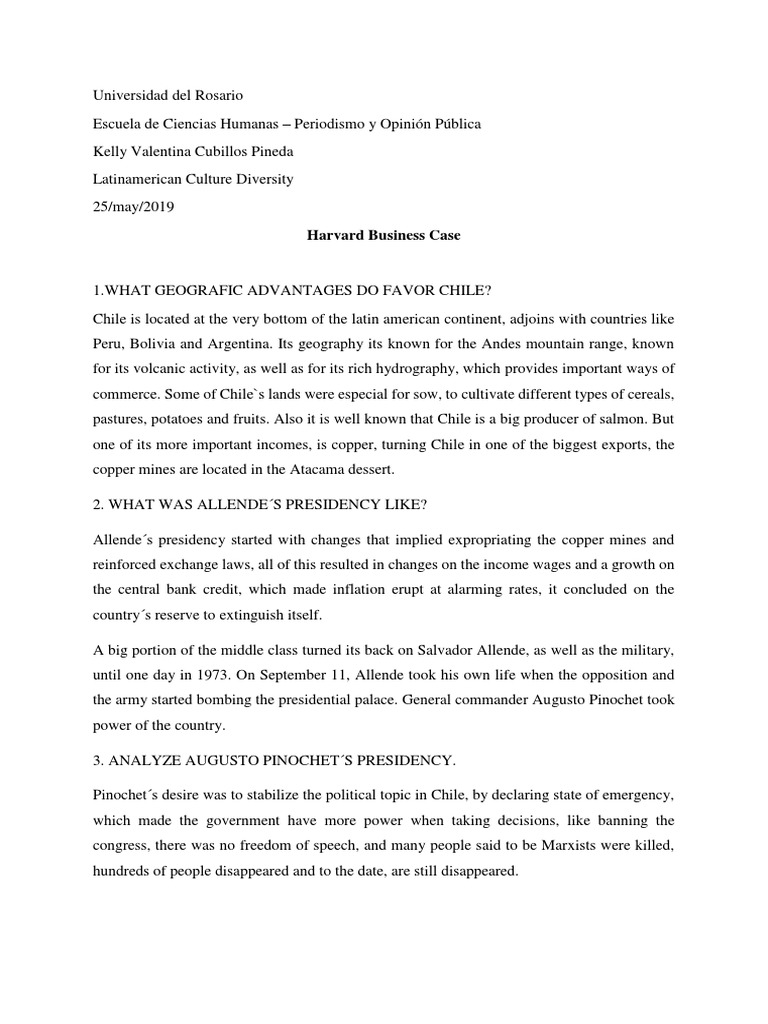 Harvard Business Case | PDF | Chile | Tariff