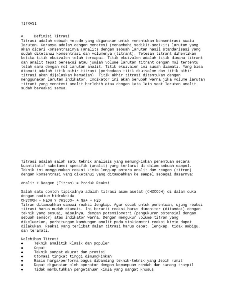 Definisi dan Jenis Titrasi Kimia | PDF