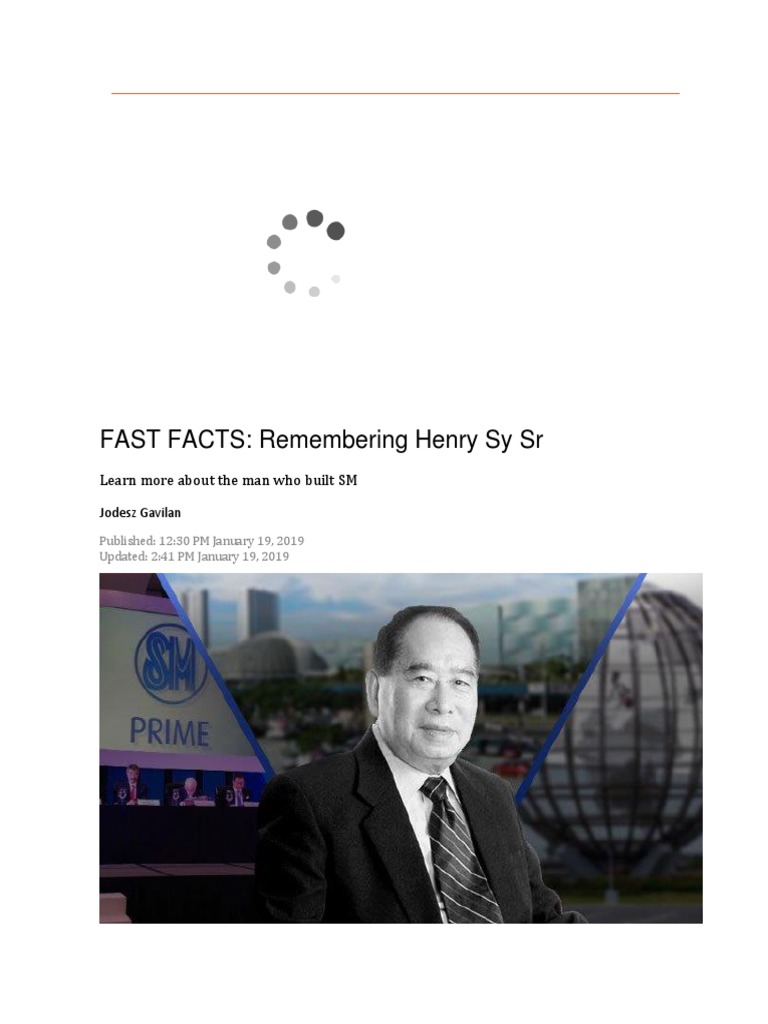 FAST FACTS: Remembering Henry Sy SR: Learn More About The Man Who Built ...