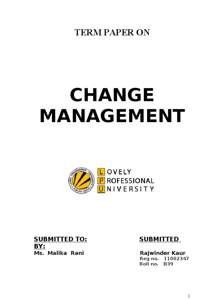 Change Management: Term Paper On | PDF | Change Management | Leadership