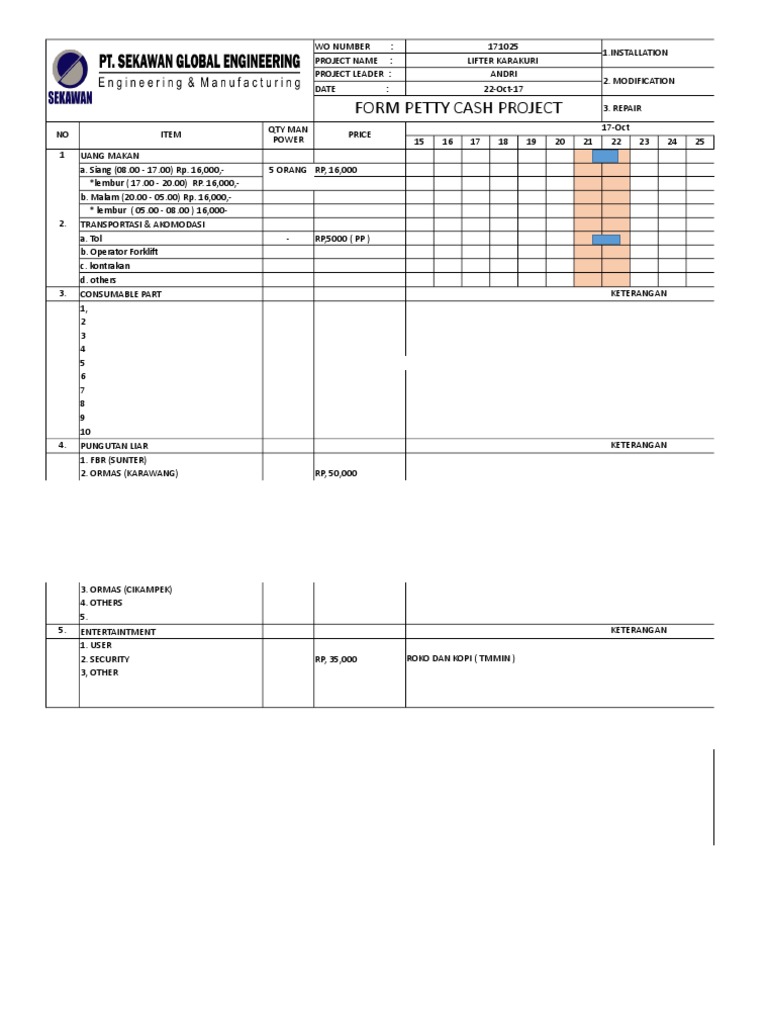 Form Petty Cash | PDF