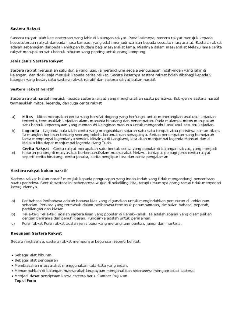 Sastera Rakyat | PDF