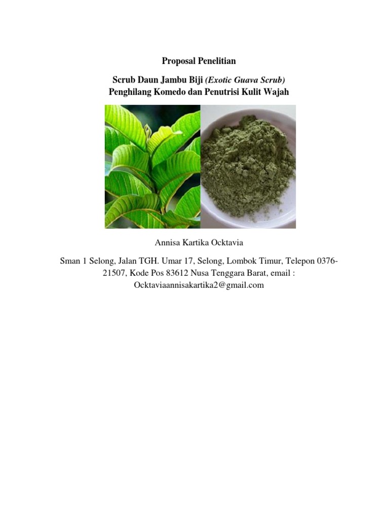 Proposal Penelitian Scrub Daun Jambu Biji Annisa Kartika Ocktavia | PDF ...