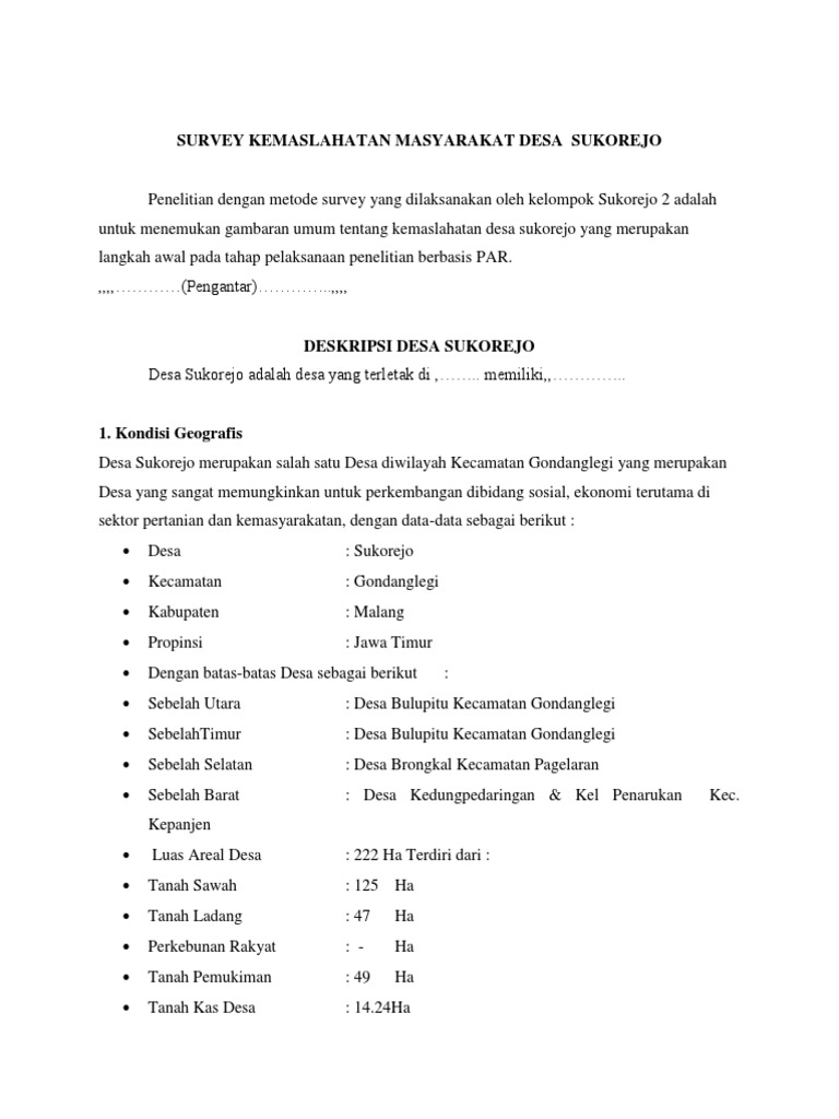 Contoh Template Laporan Survey | PDF