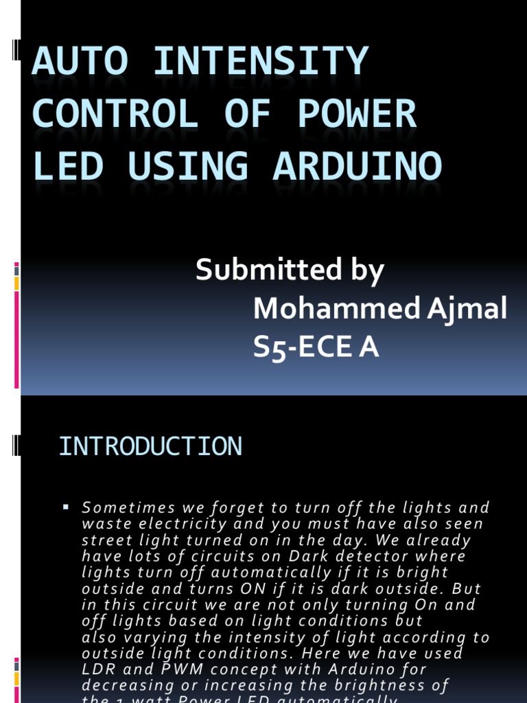 Auto Intensity Control of Power LED Using Arduino | PDF