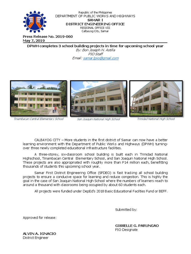 PR 60 (DPWH Completes 3 School Building Projects in Time For Upcoming ...