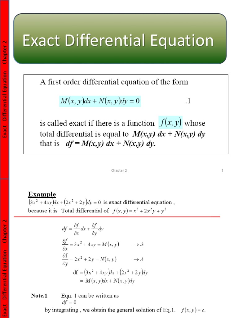 Exact Differential Eqauation | PDF | Ordinary Differential Equation ...