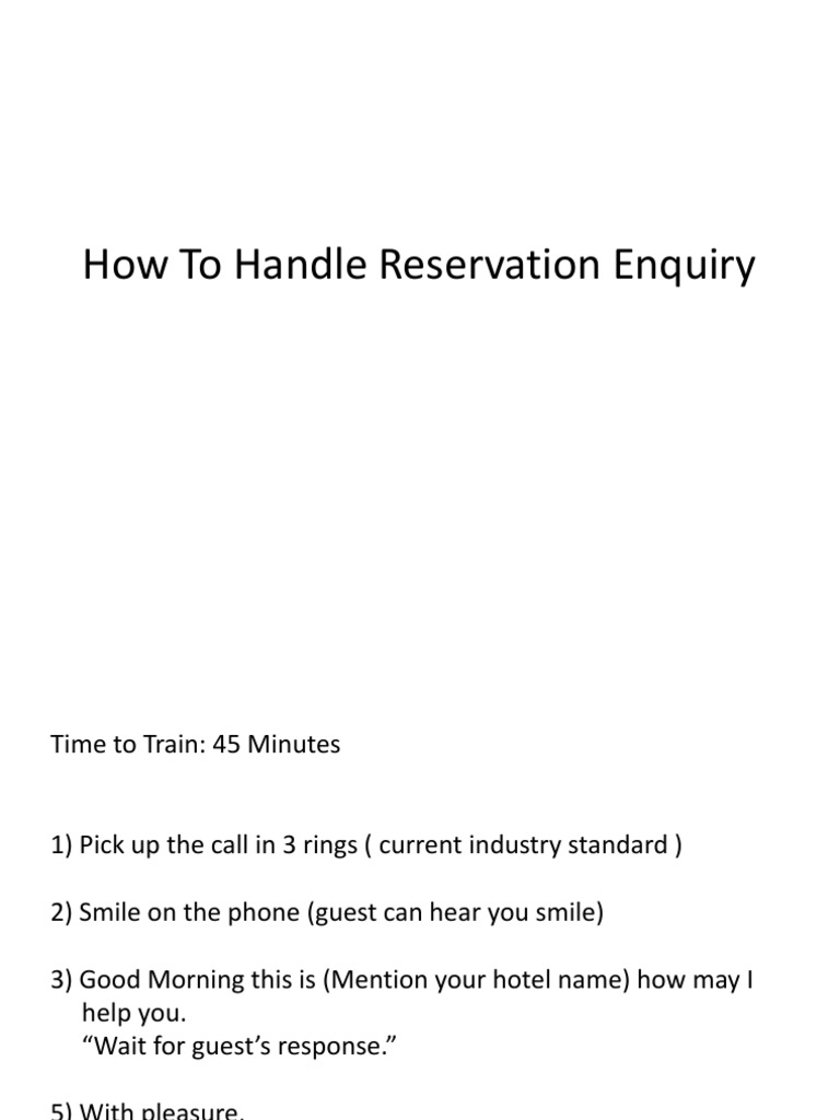 How To Handle Reservation Enquiry | PDF