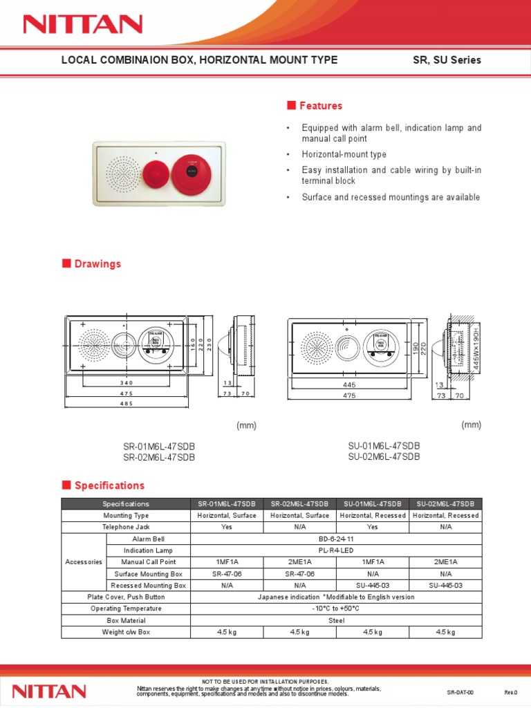 Combination Box Horizontal SR-DAT-00 | PDF | Electrical Wiring | Equipment