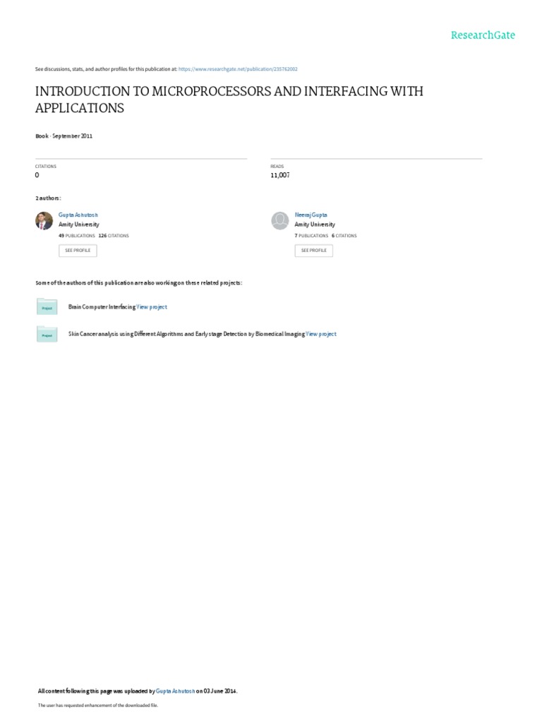 Introduction To Microprocessors and Interfacing With Applications | PDF