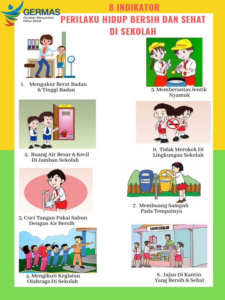 8 Indikator Perilaku Hidup Bersih Dan Sehat Di Sekolah | PDF