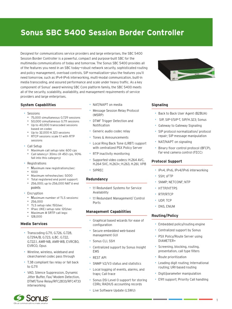 Manual SBC 5400 | PDF | Session Initiation Protocol | Computer Networking