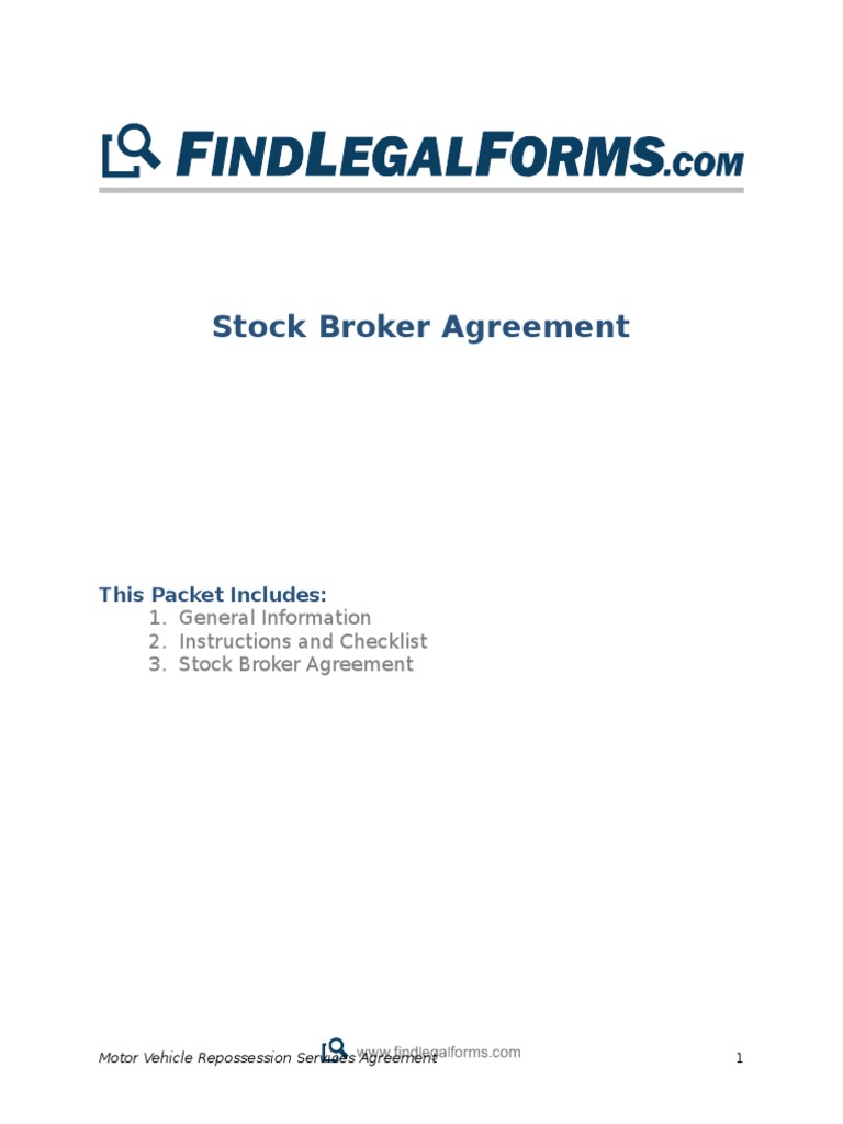 Stock Broker Agreement | PDF | By Law | Stocks
