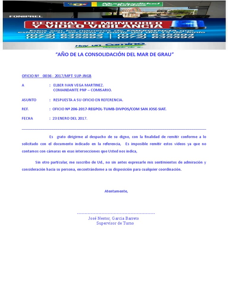 Oficios Entrega de Videos Comisarias | PDF | Violencia | Agitación