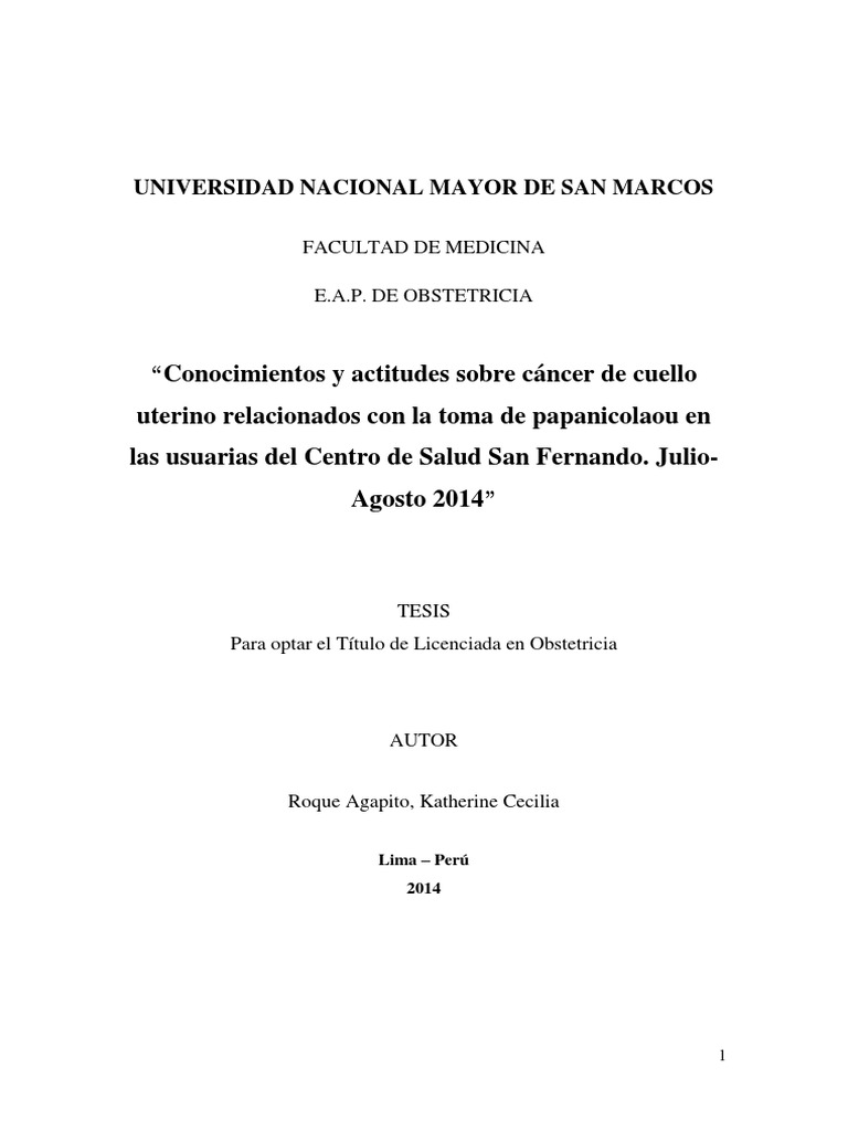 Proyecto San Marcos PDF | PDF | Cáncer de cuello uterino | Cáncer