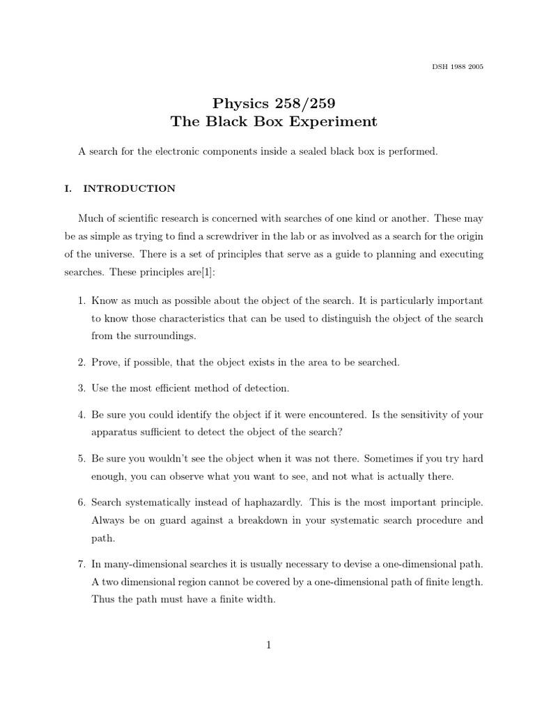 Physics 258/259 The Black Box Experiment | PDF | Scientific Method ...