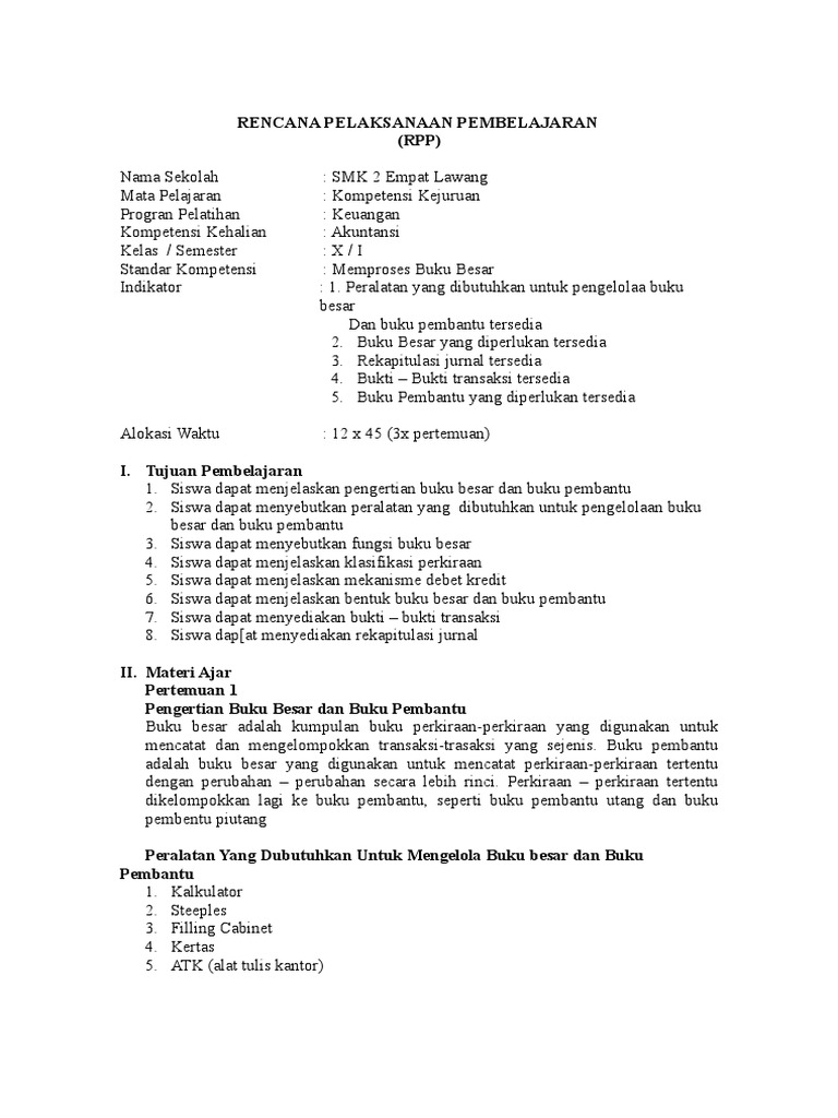 RPP Buku Besar | PDF