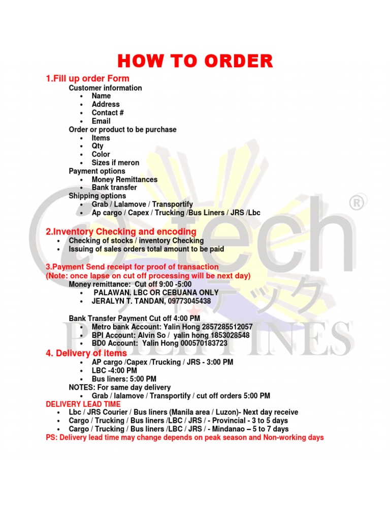 How To Order: 1.fill Up Order Form | PDF