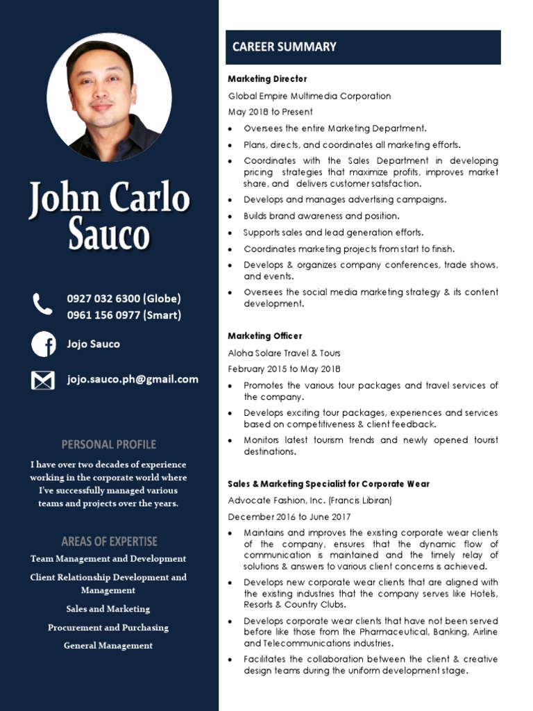 Sample CV Profile | PDF | Sales | Marketing
