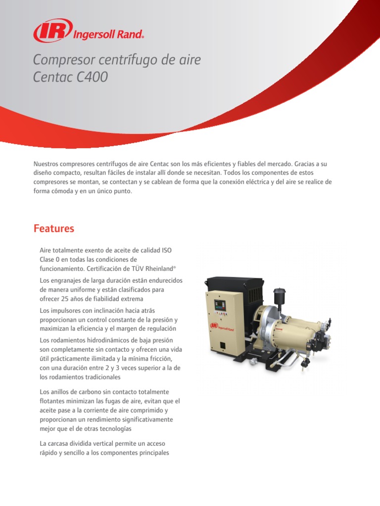 Compresor Centrífugo de Aire Centac C400 PDF | PDF | Ingeniería de confiabilidad | Engranaje
