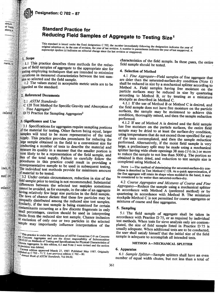 Astm C702 - 87 PDF | PDF
