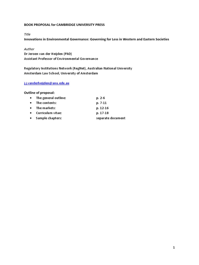 Title: Book Proposal For Cambridge University Press | PDF | Governance ...